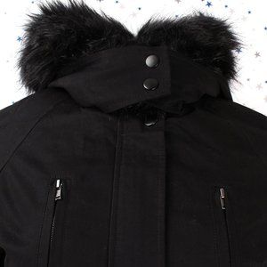 Love Tree | Jackets & Coats | Black Fur Lined Long Utility Jacket ...